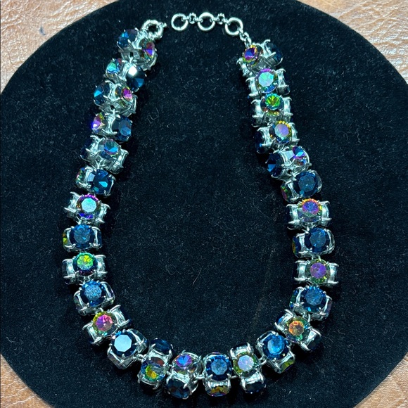 J. Crew | Jewelry | J Crew Elegant Silver And Blue Crystal Necklace ...